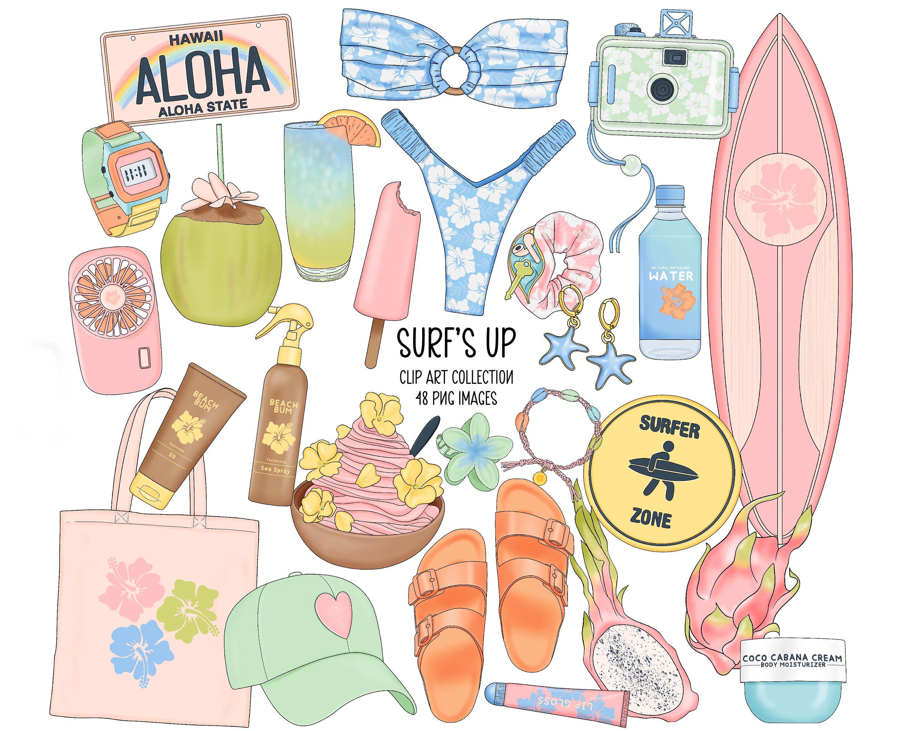 Surf's up Clip Art, Summer, Beach, Hawaii, Surfing Clipart Collection ...