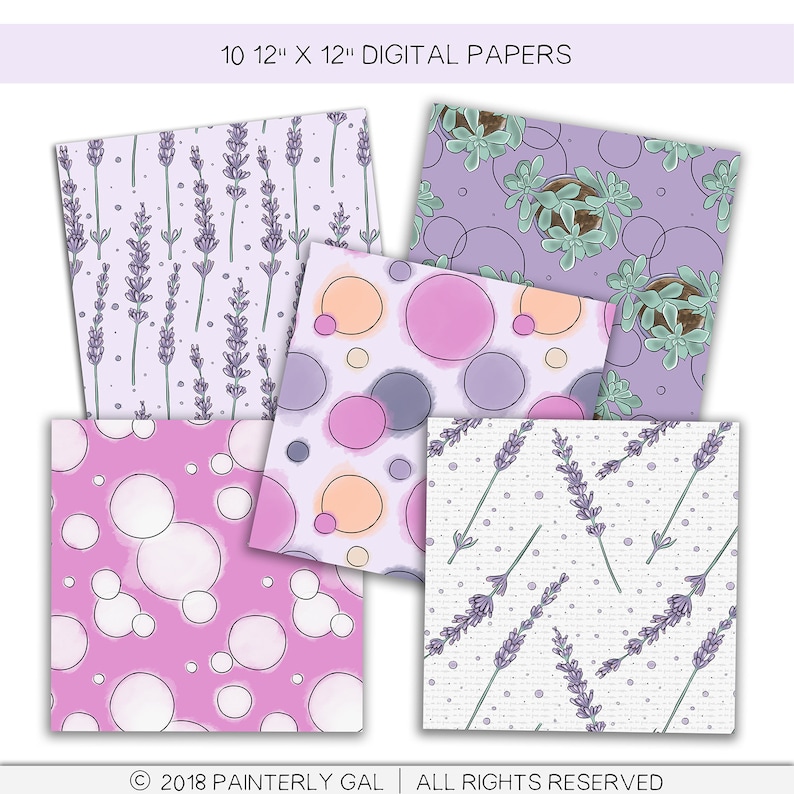 But First... Digital Papers | Abstract Lavender Floral Seamless Pattern ...
