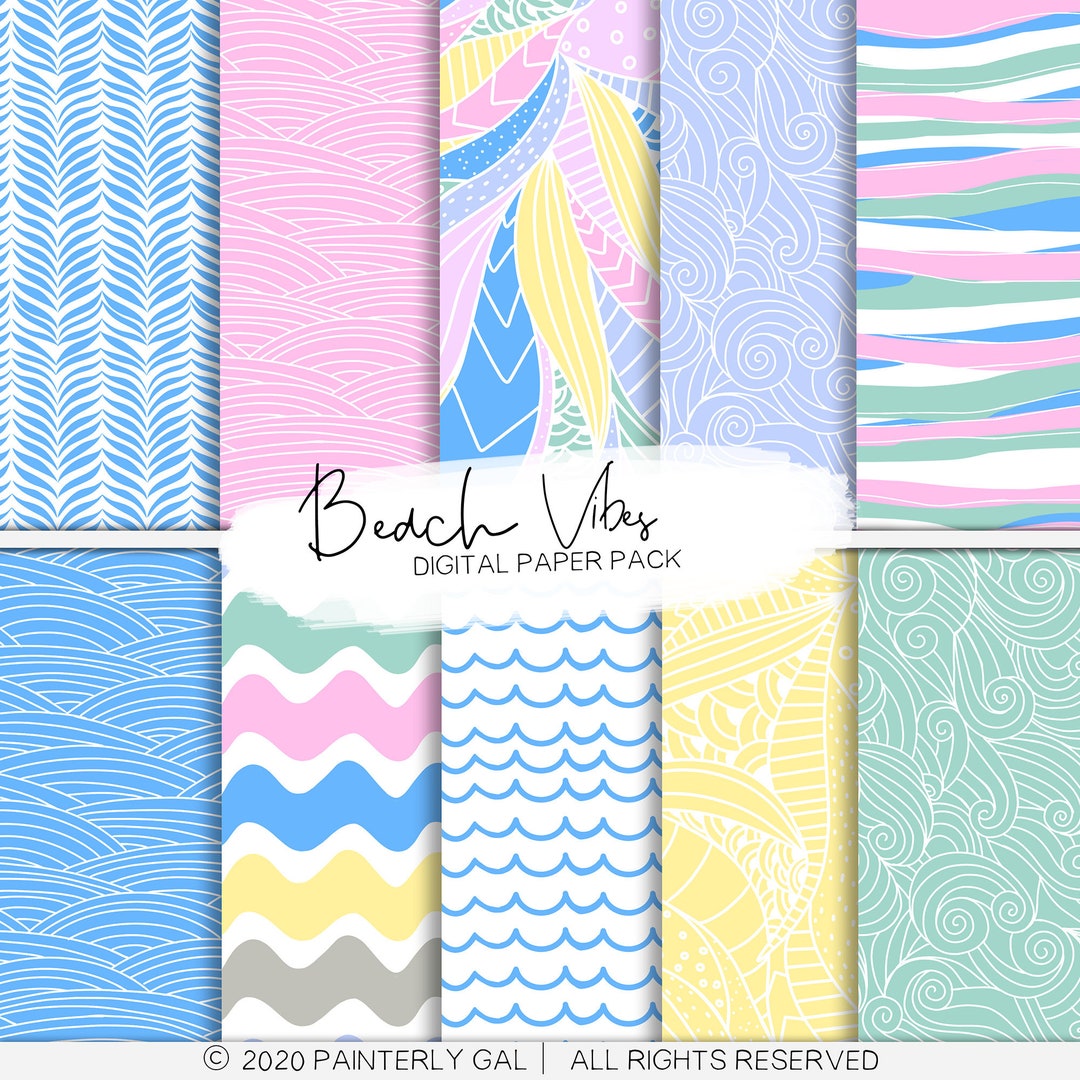 Beach Vibes, Summer Digital Papers | Beachy Seamless Patterns ...