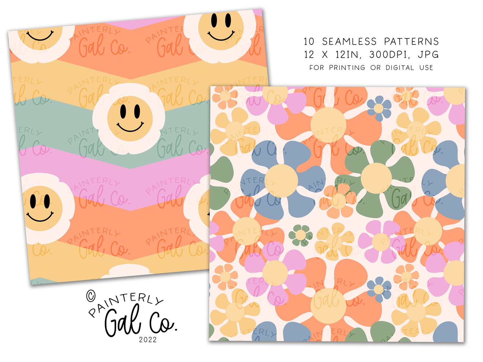 Stay Groovy 60s 70s Retro Seamless Pattern Digital | Etsy