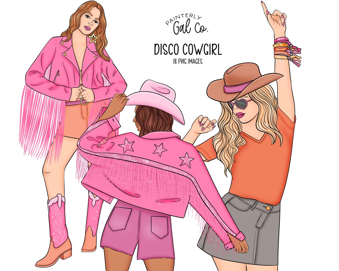 Disco Cowgirl Clipart Images | Clip Art Add On - Etsy