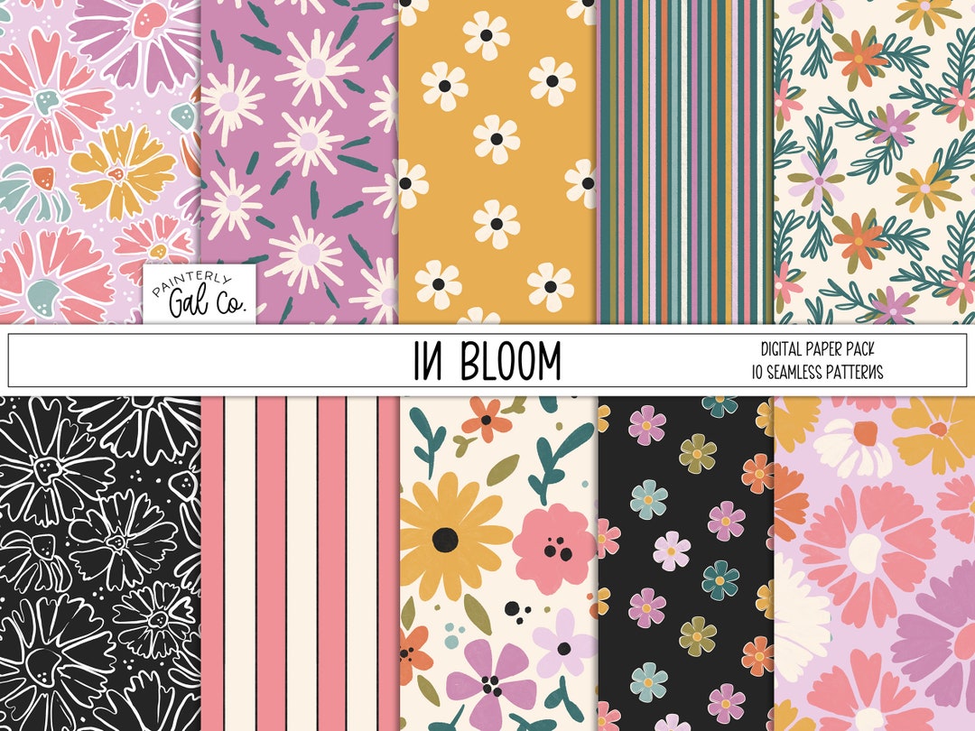 In Bloom Digital Papers | Seamless Patterns | Scrapbooking Paper ...