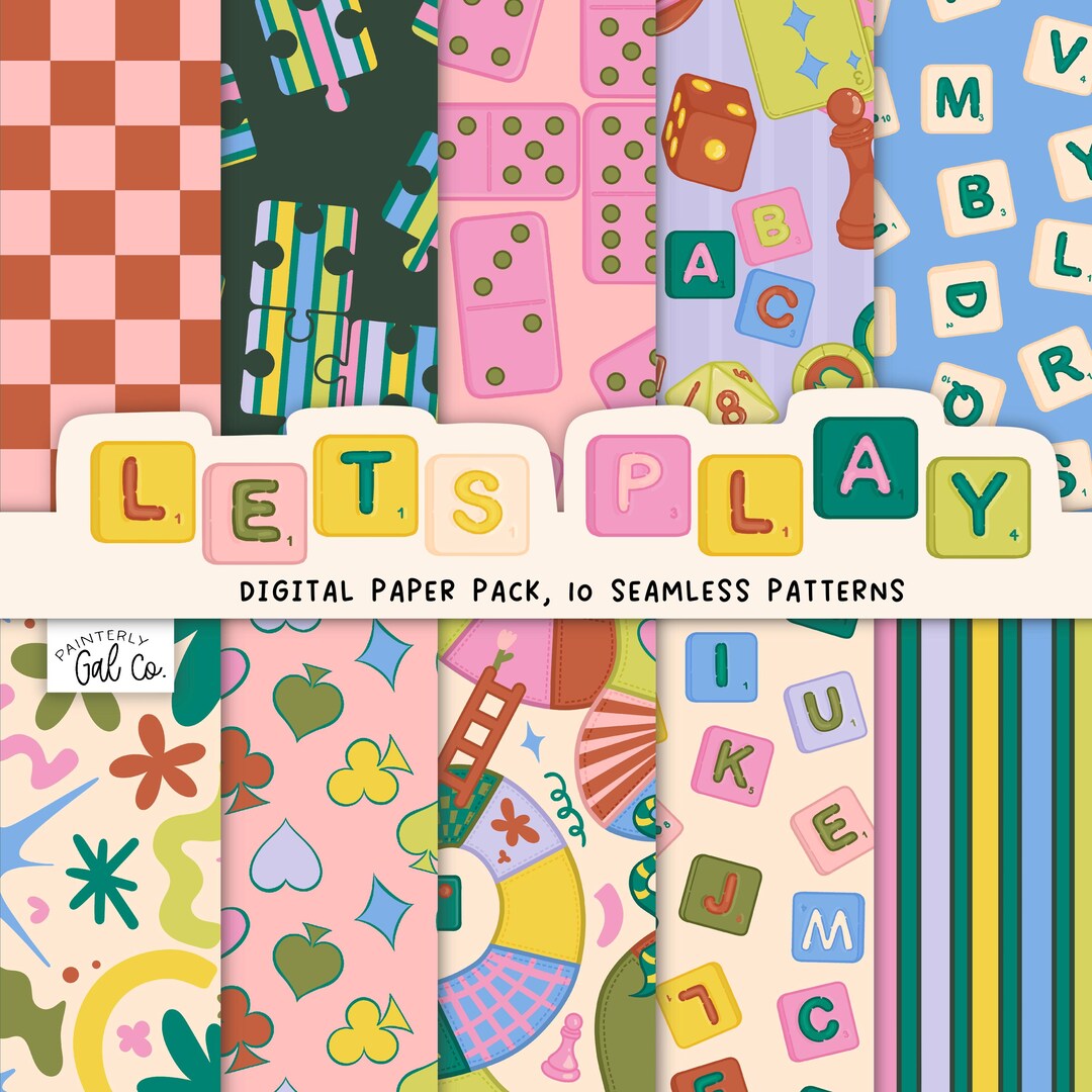 Let’s Play Digital Paper Pack, Game Night Seamless Patterns - Etsy