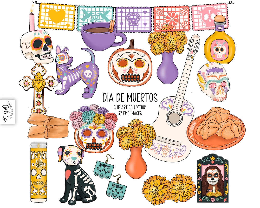 Día De Muertos, Day of the Dead Clip Art Collection, Halloween, Mexico ...