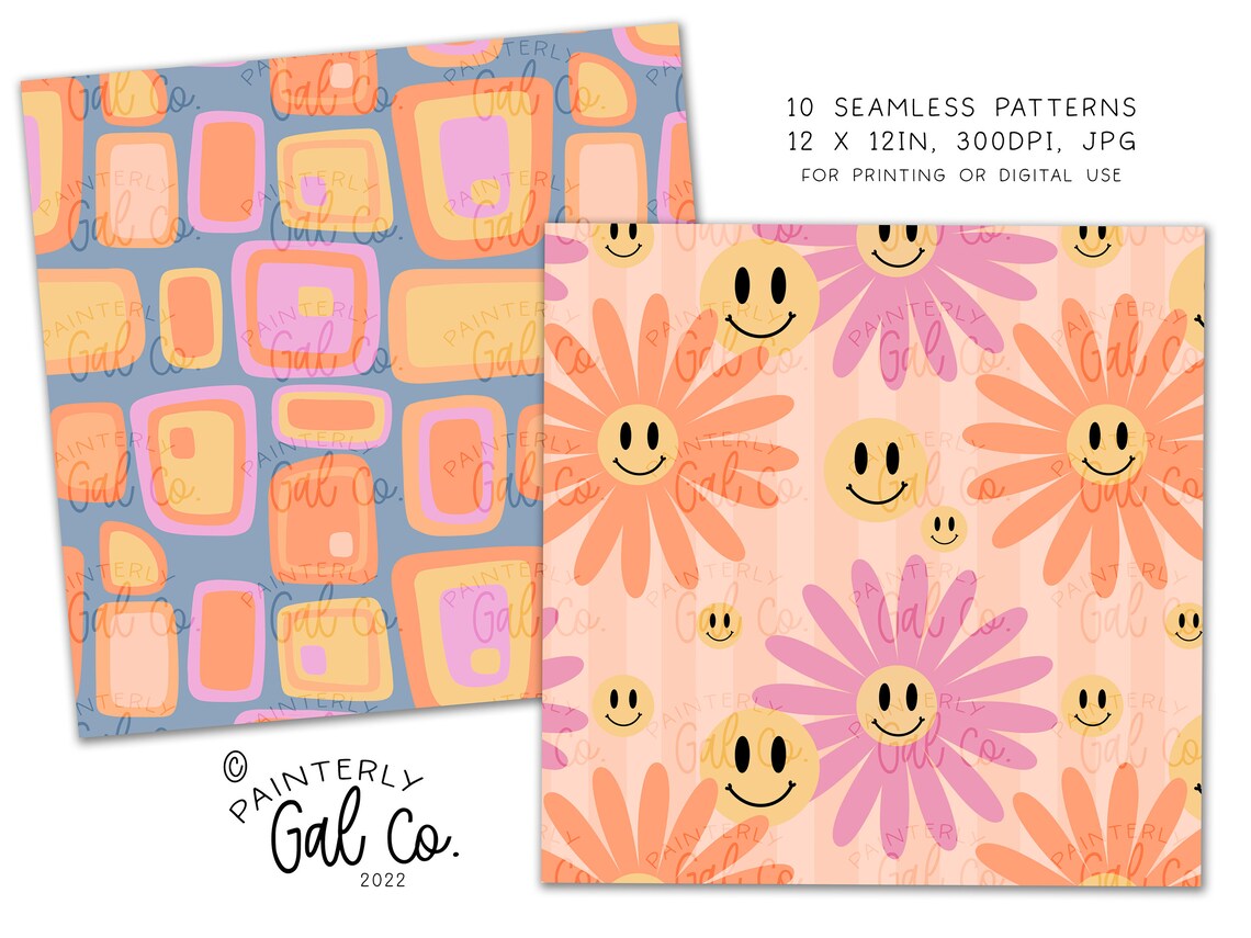 Stay Groovy 60s 70s Retro Seamless Pattern Digital | Etsy