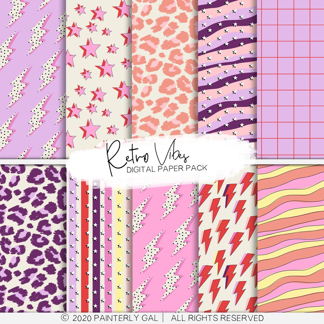 Retro Vibes Digital Papers Abstract 90s 80s 70s Seamless - Etsy