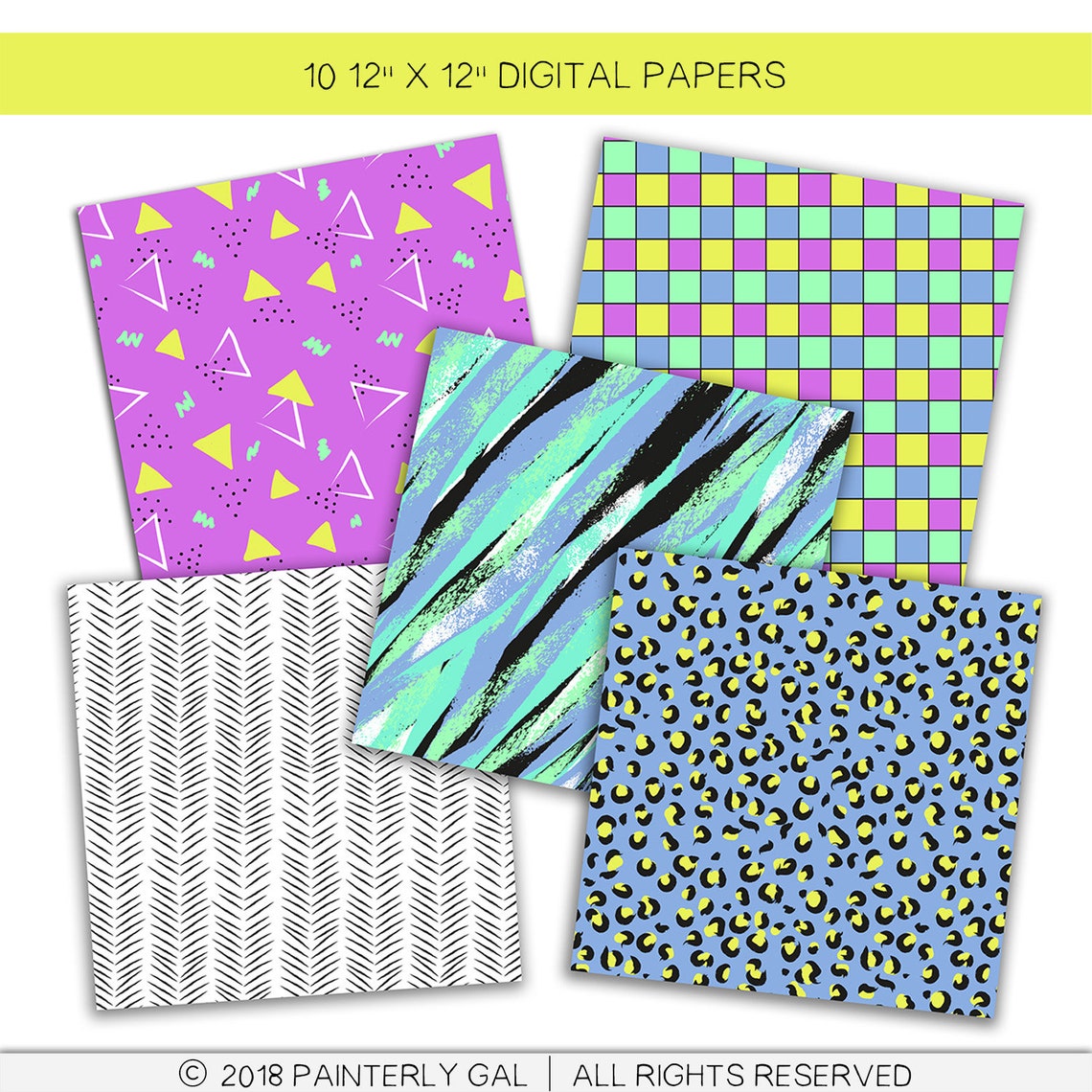 Back to the 90's Digital Papers vintage 80's Seamless - Etsy