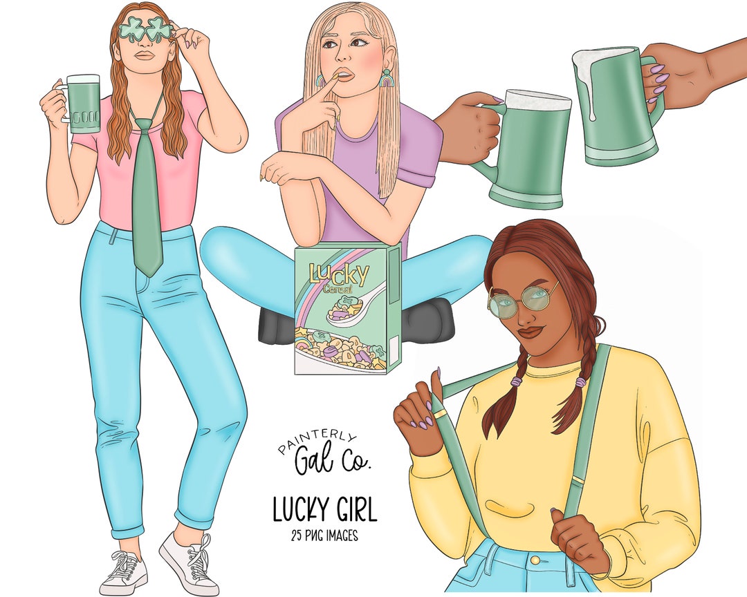 Lucky Girl Clip Art Images | Clip Art Add On - Etsy