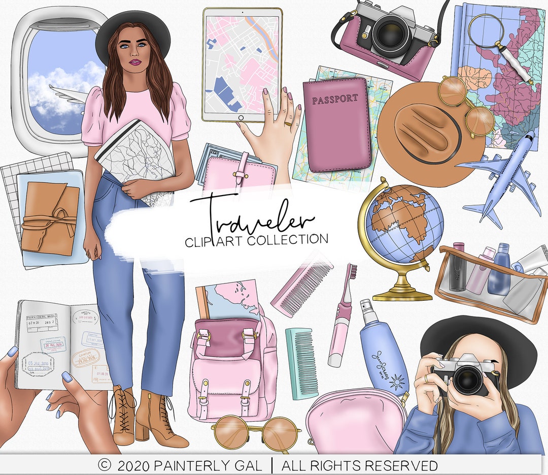 Traveler | Travel Day Clip Art. World Digital Art, Digital Planner ...