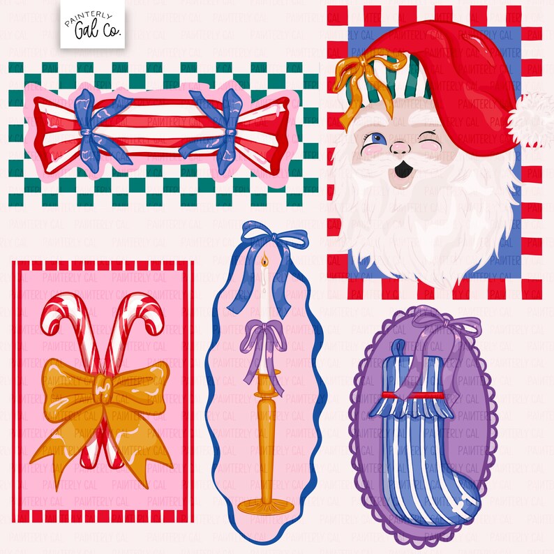 Holiday Cheer Clip Art, Christmas Digital Stickers, Circus Christmas ...