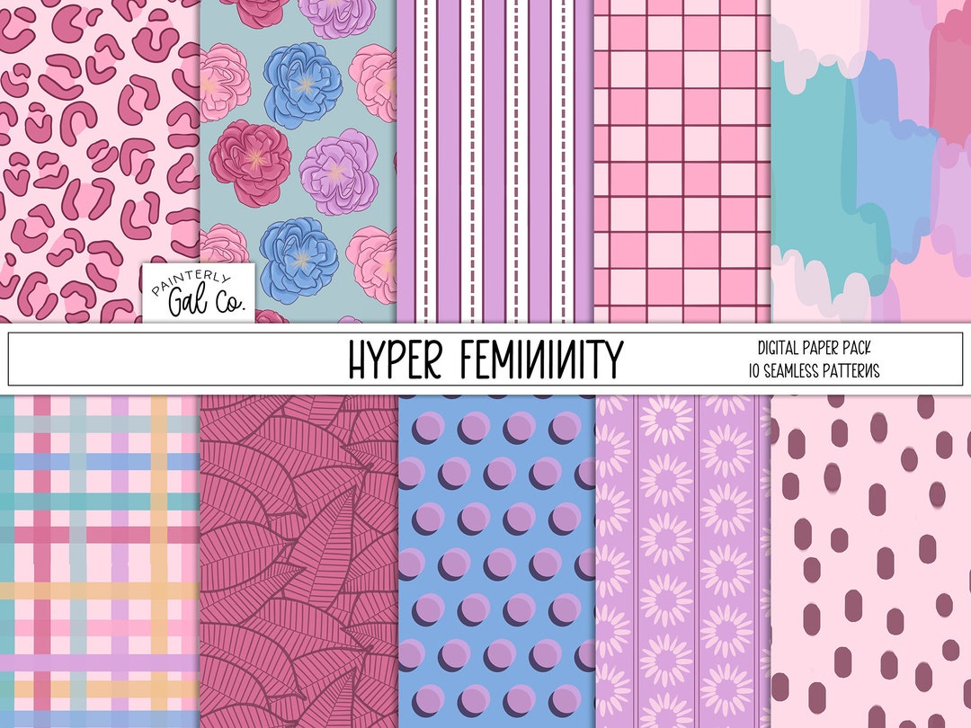 Hyper Femininity | Seamless Pattern | Digital Scrapbooking Paper. - Etsy
