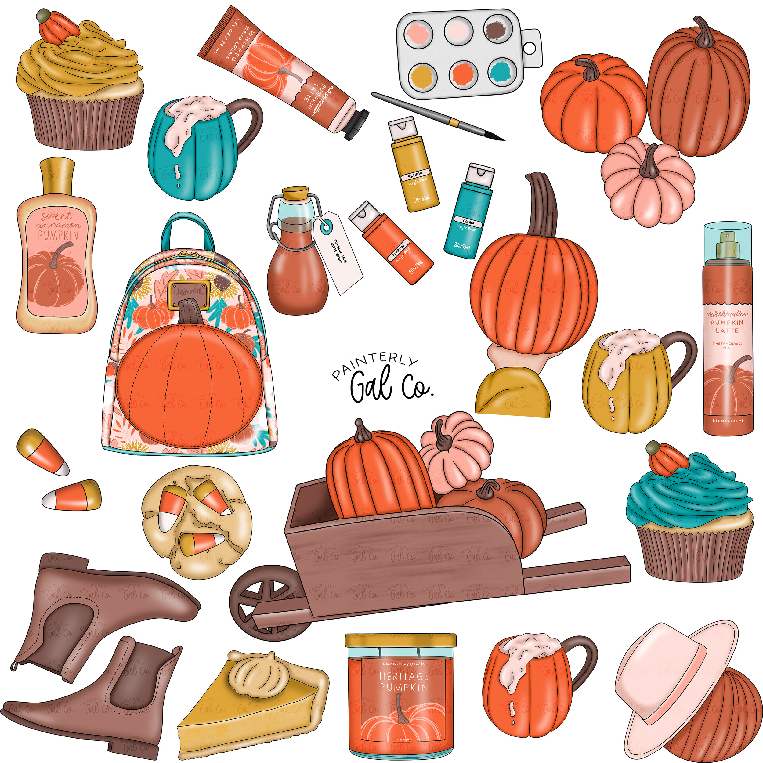 Hello Pumpkin Autumn Clipart. Fall Pumpkin Digital Art - Etsy