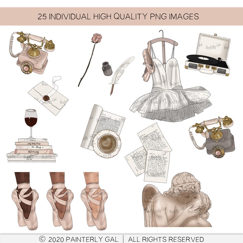 Light Academia Clip Art | Digital Art | Digital Scrap Booking Elements ...