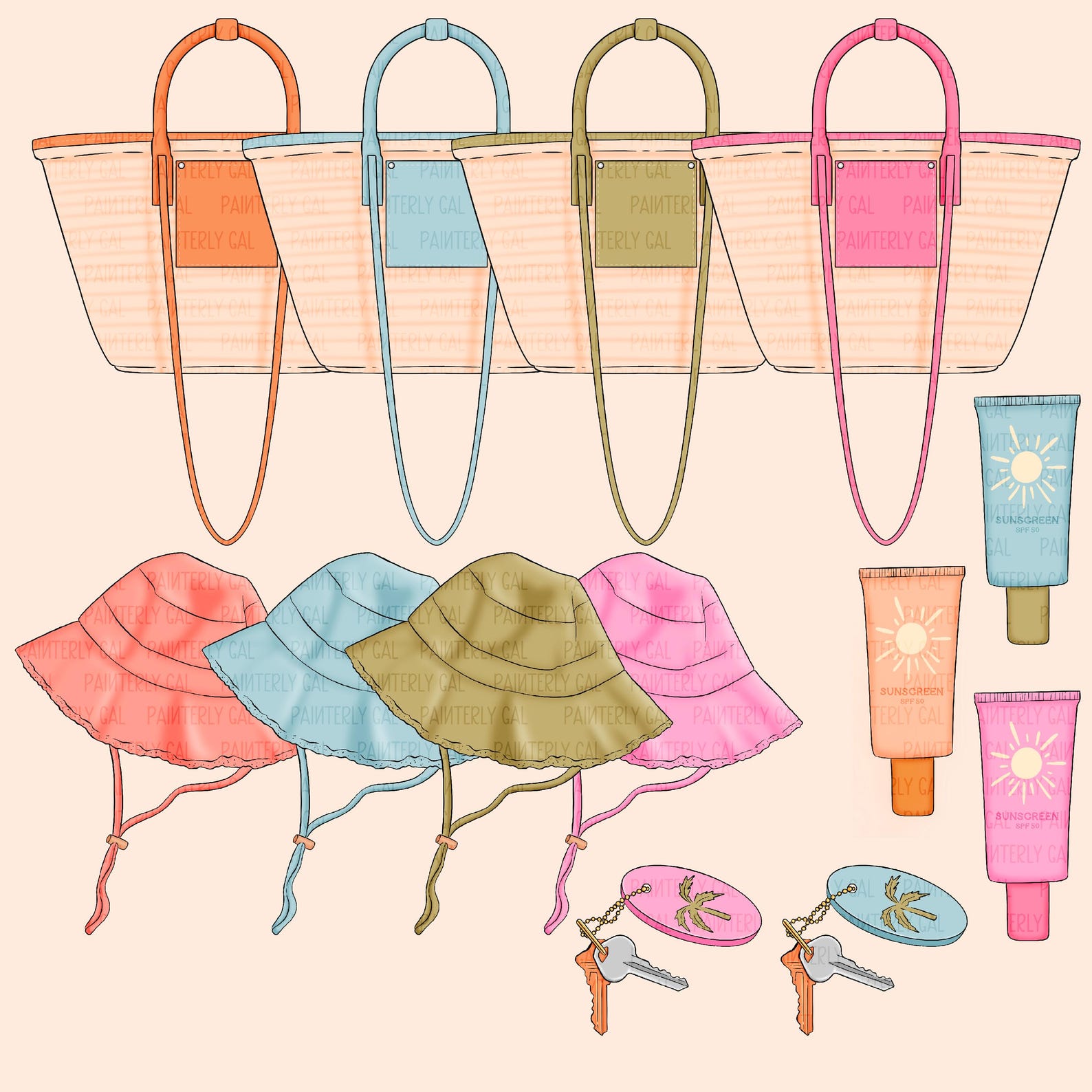 Poolside Chill Clip Art, Summer, Beach, Pool Clipart, Digital Stickers ...
