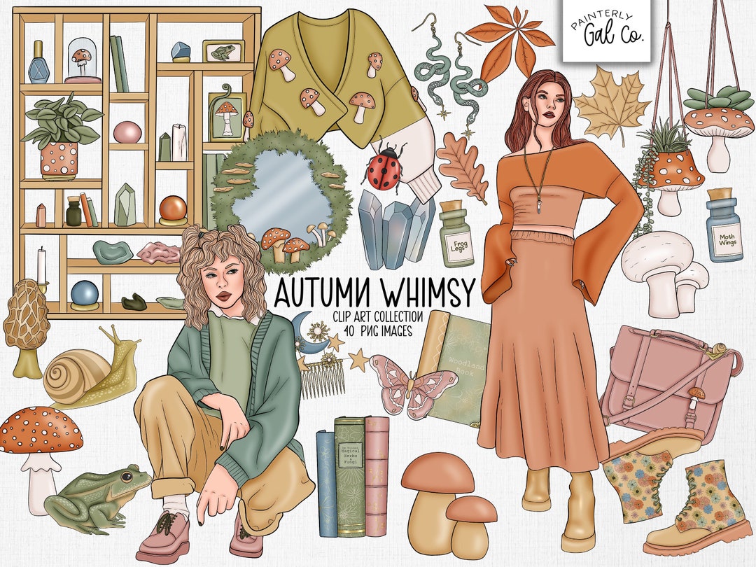 Autumn Whimsy Clip Art | Fall, Goblincore Clipart Png Images | Autumn ...