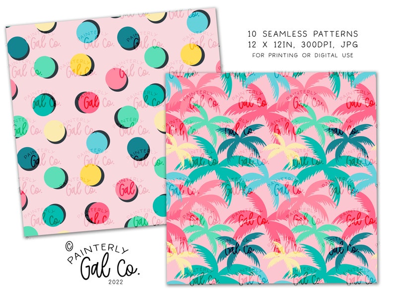 Retro Miami Digital Papers Retro Summer Seamless Patterns - Etsy