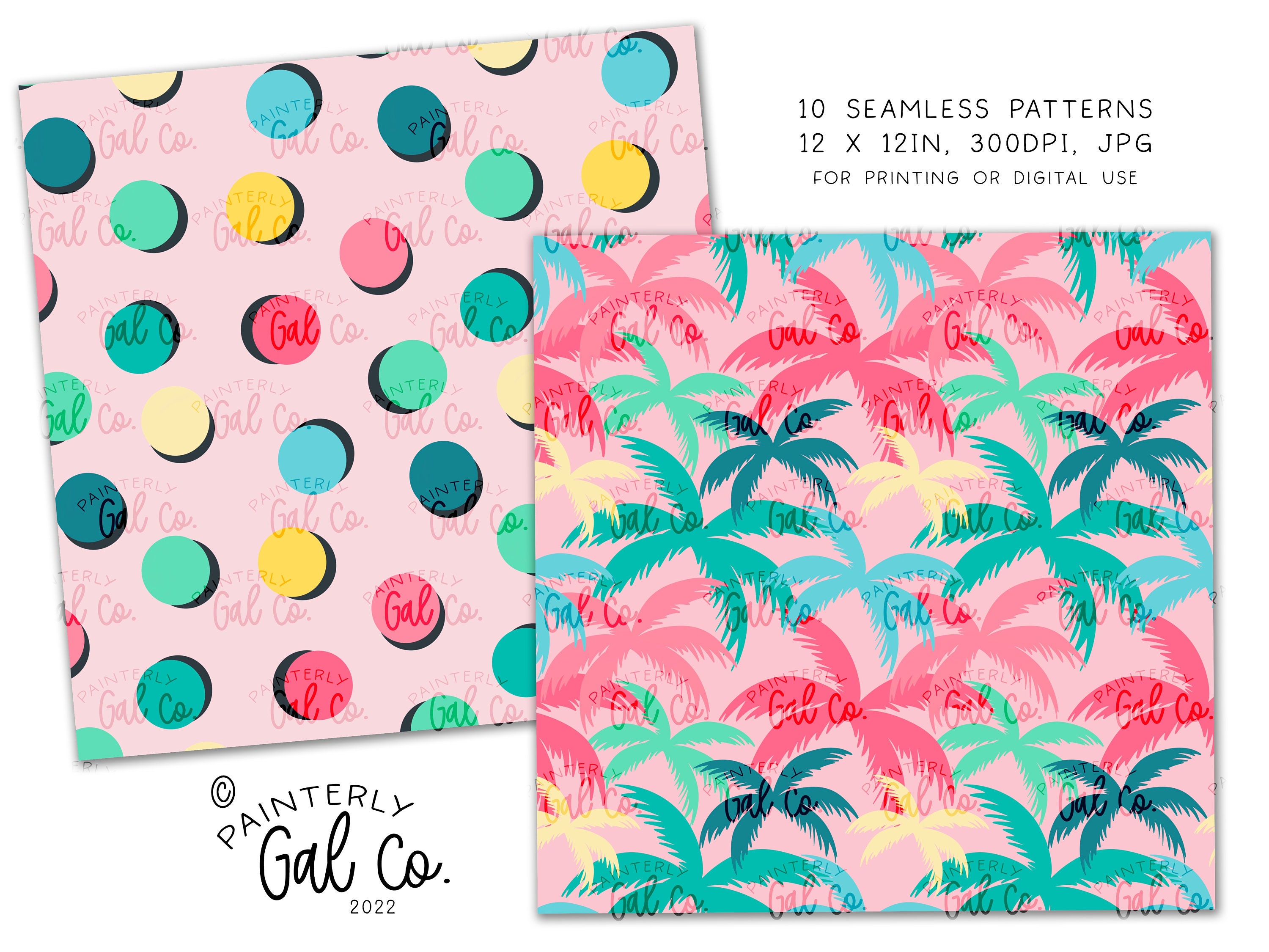 Retro Miami Digital Papers | Retro Summer Seamless Patterns ...