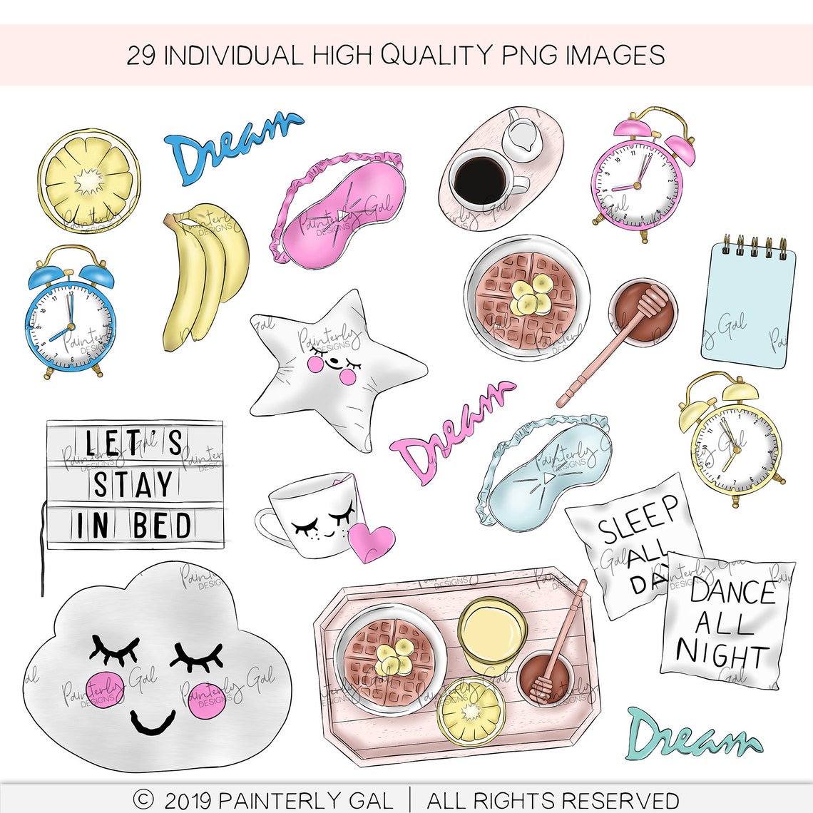 Day off Clip Art Mornings Lazy Days Digital Art Digital | Etsy