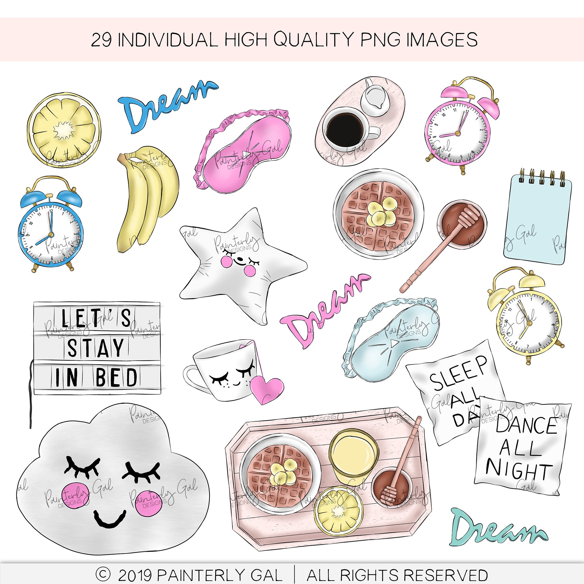 Day off Clip Art Mornings Lazy Days Digital Art Digital - Etsy