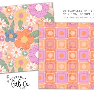 Stay Groovy | 60s, 70s Retro Seamless Pattern | Digital Scrapbooking ...