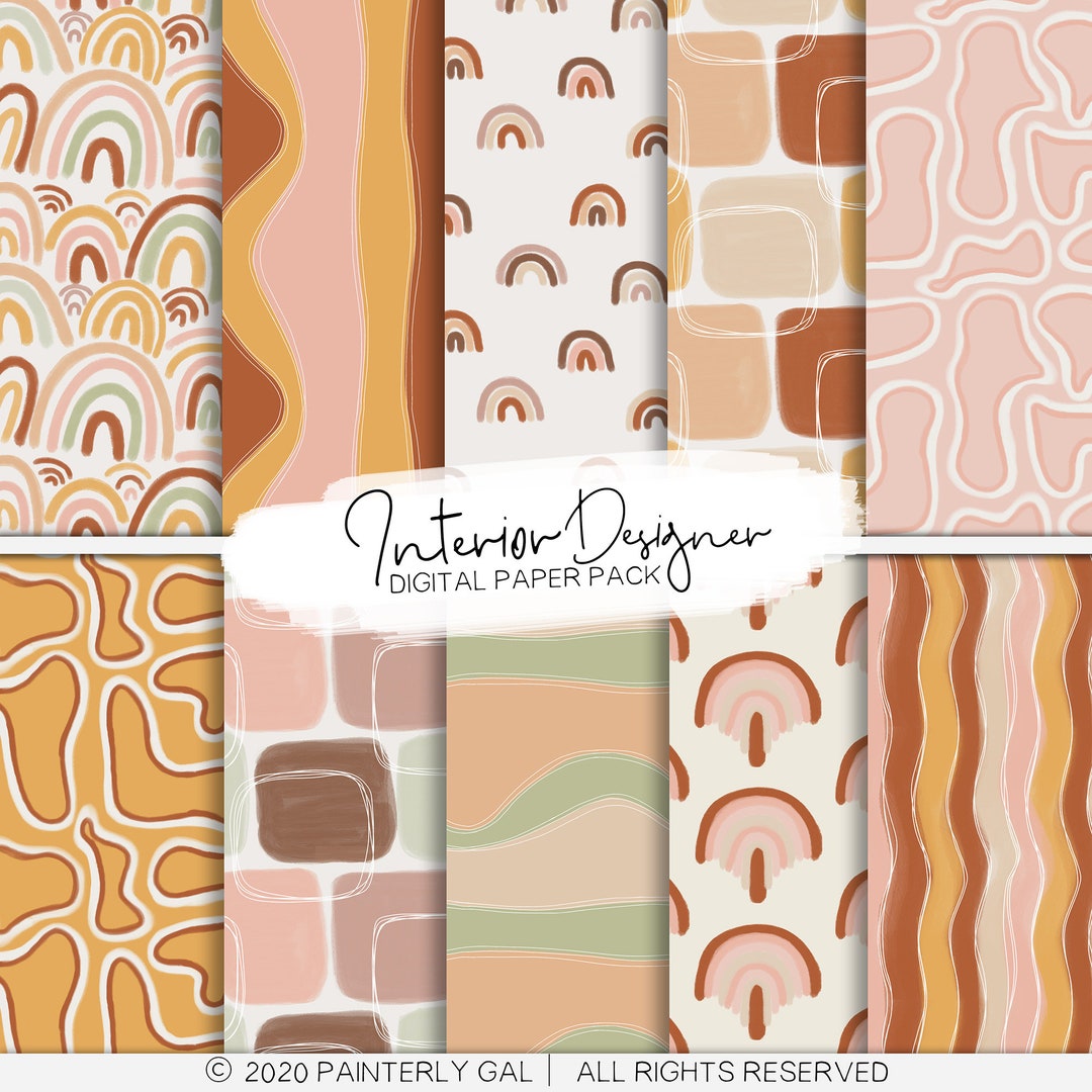 Interior Design Rainbow Digital Papers | Abstract Seamless Pattern ...
