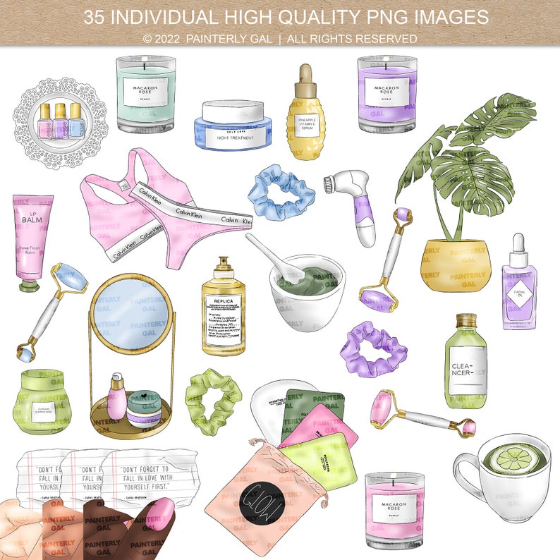 Self Care Skin Care Clipart. Spa Day Digital Art Digital | Etsy