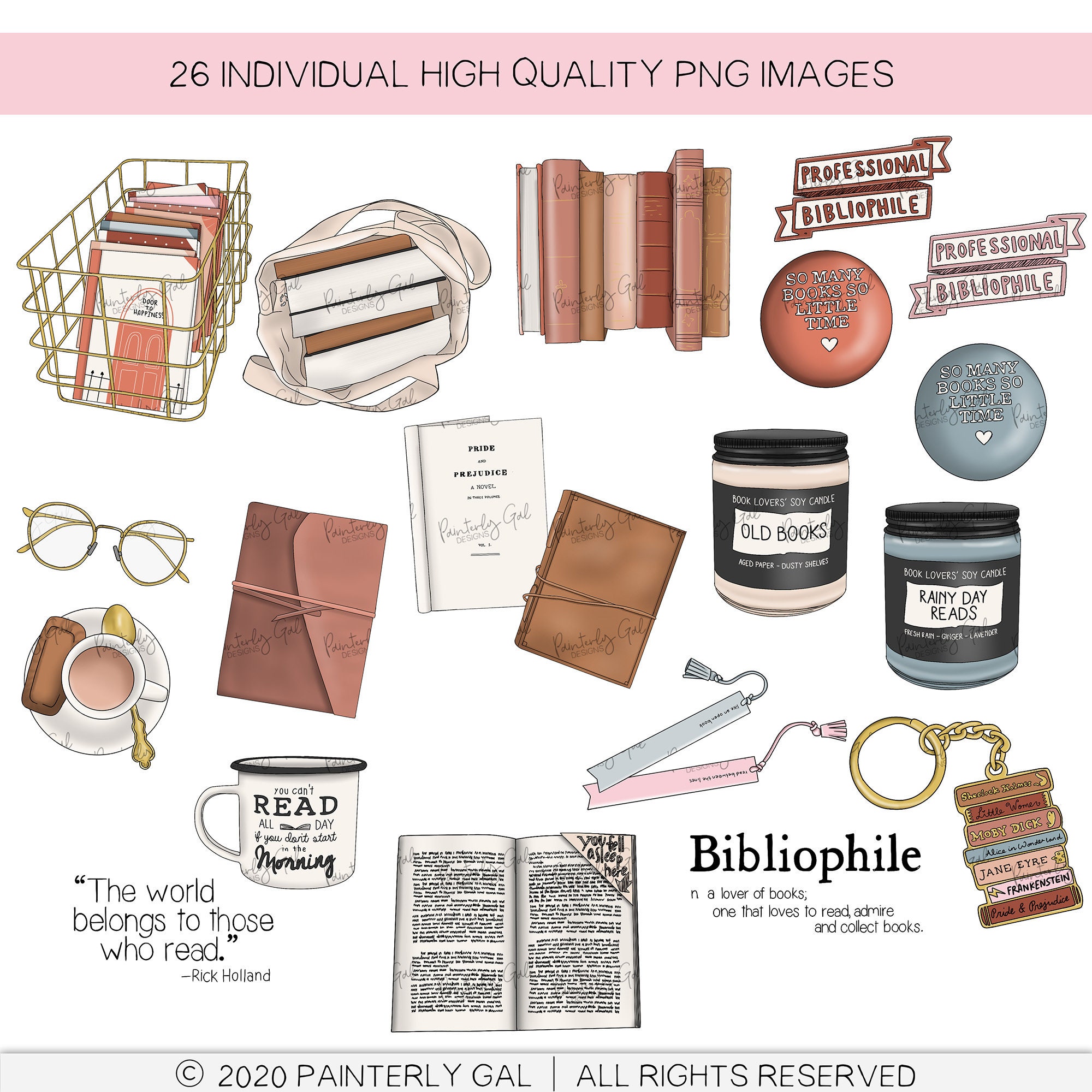 Bibliophile Book Lover Clip Art Library Digital Art | Etsy