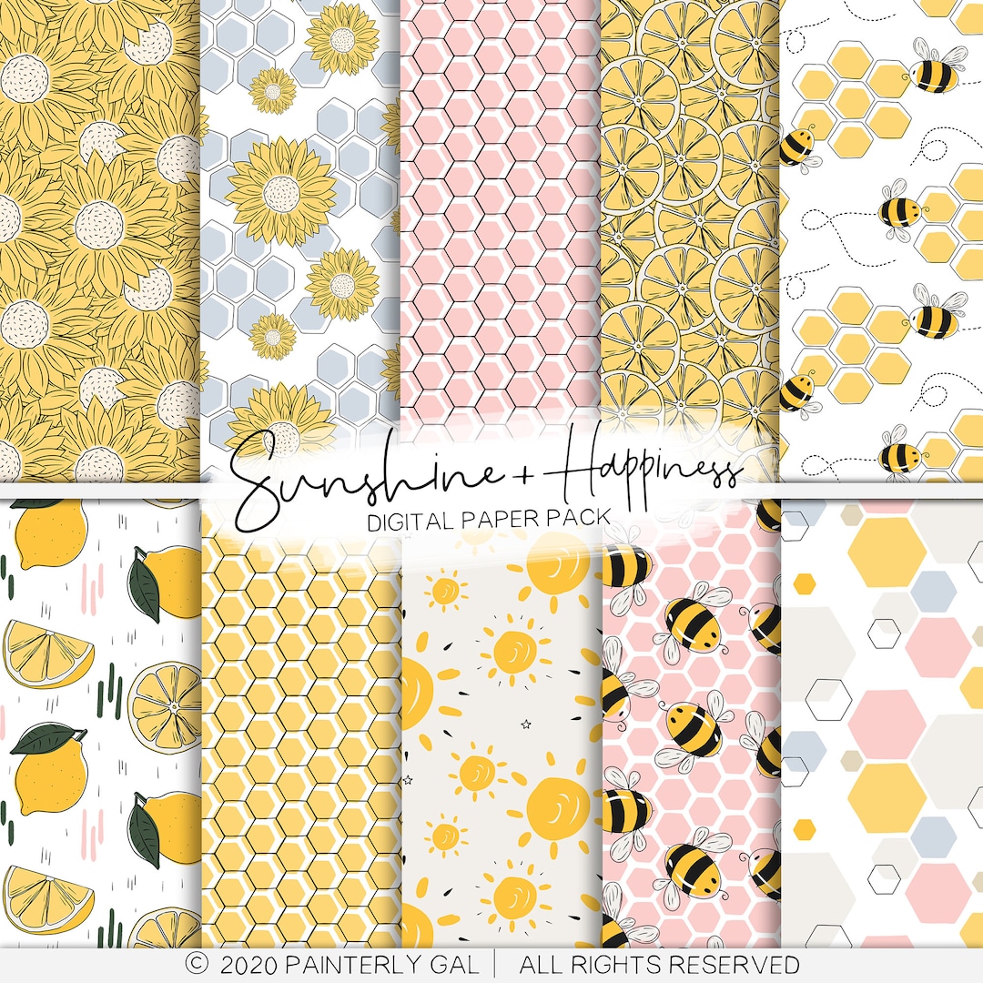 Sunshine + Happiness Digital Papers | Seamless Pattern | Digital ...