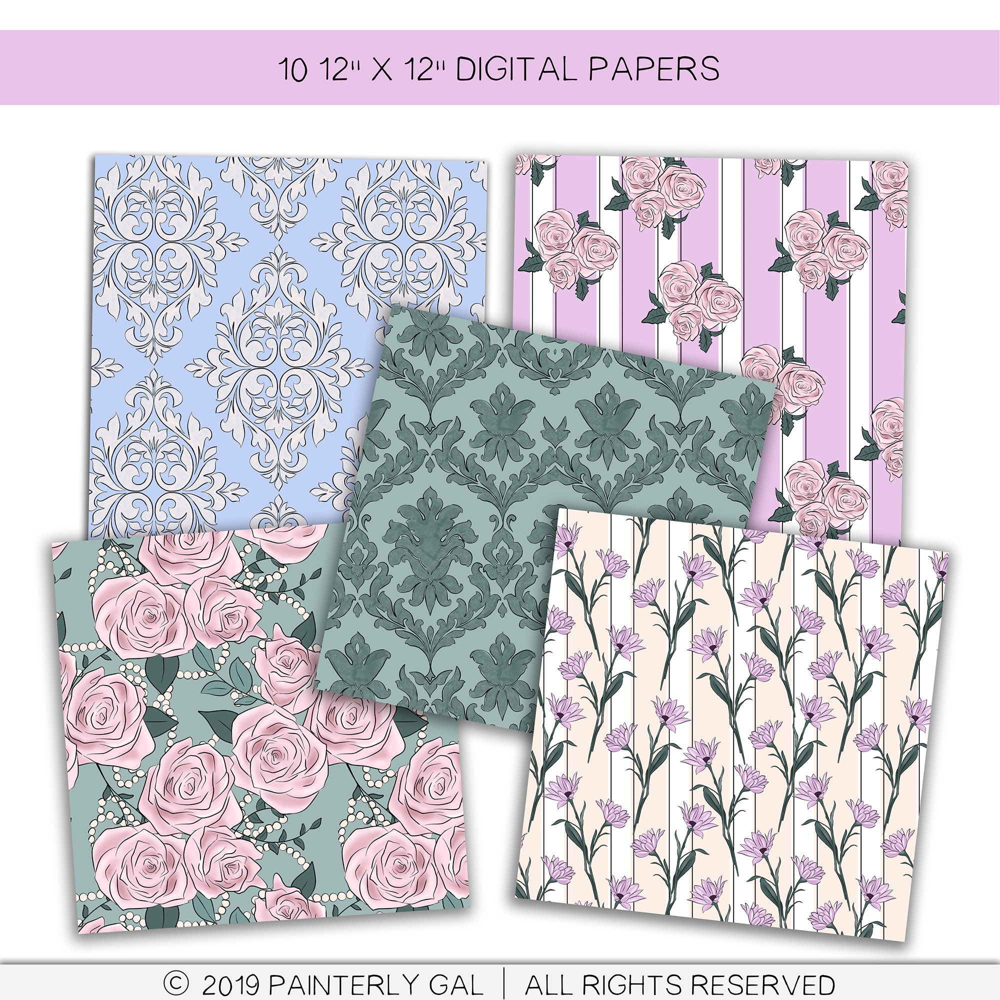 Vintage Romance Digital Papers Vintage Floral Seamless | Etsy