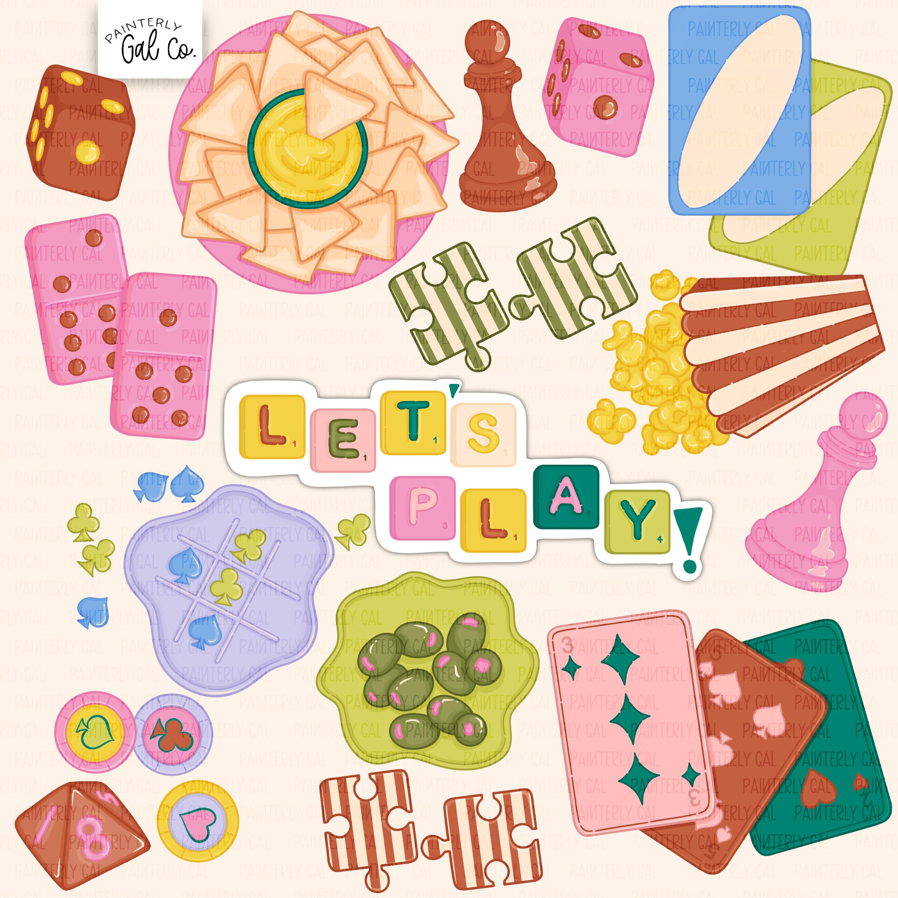 Let’s Play Clip Art Images, Board Game, Game Night Clipart Digital ...