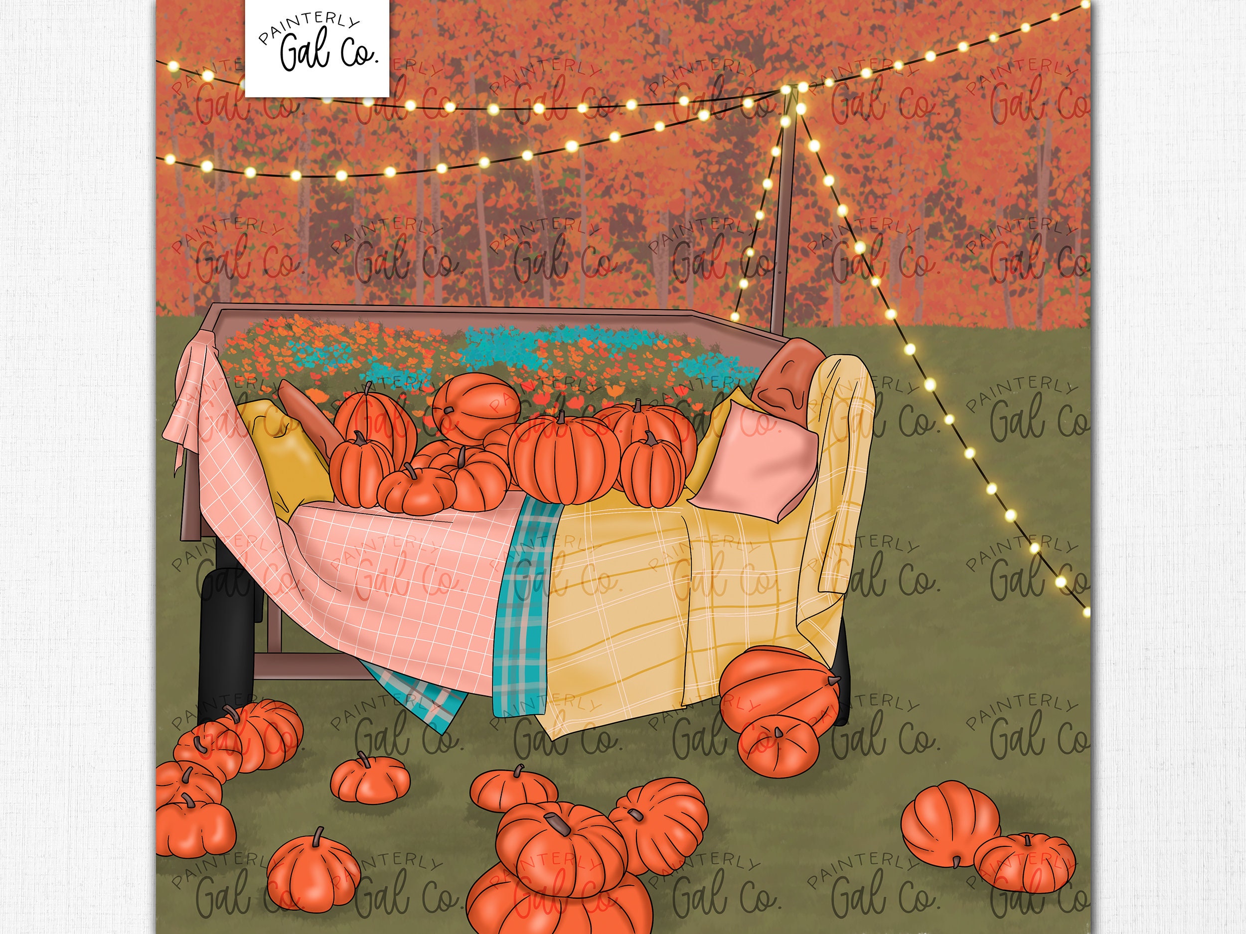 Hello Pumpkin Fall Autumn Pumpkin Scene Illustrations - Etsy