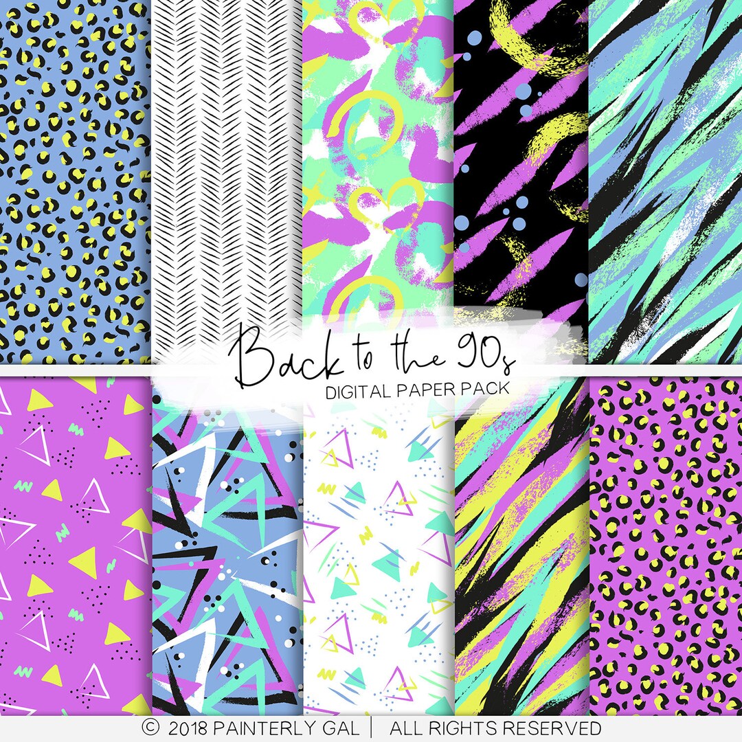 Back to the 90's Digital Papers vintage 80's Seamless Pattern Digital ...