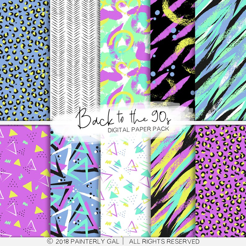 Back to the 90's Digital Papers vintage 80's Seamless - Etsy
