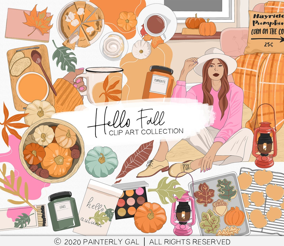 Hello Fall Clip Art | Autumn Digital Art | Digital Scrap Booking ...