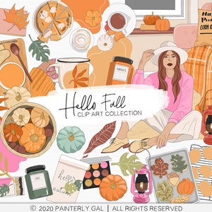 Hello Fall Clip Art | Autumn Digital Art | Digital Scrap Booking ...
