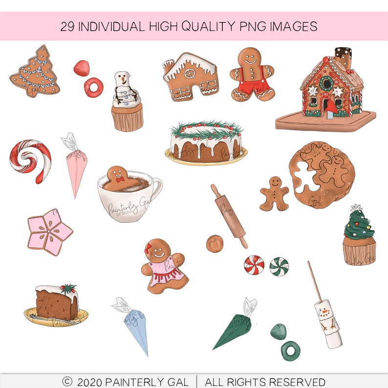 Gingerbread Christmas Clip Art Digital Art Digital Scrap - Etsy