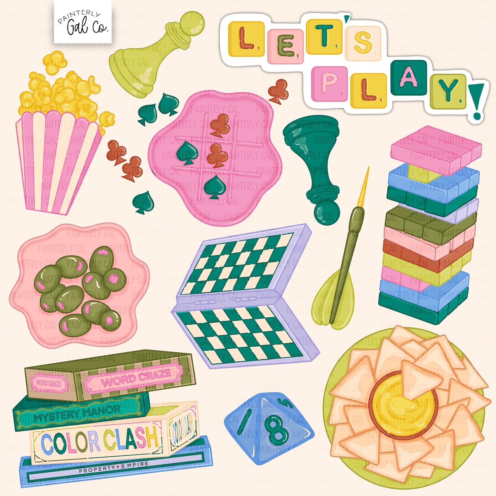 Let’s Play Clip Art Images, Board Game, Game Night Clipart Digital ...