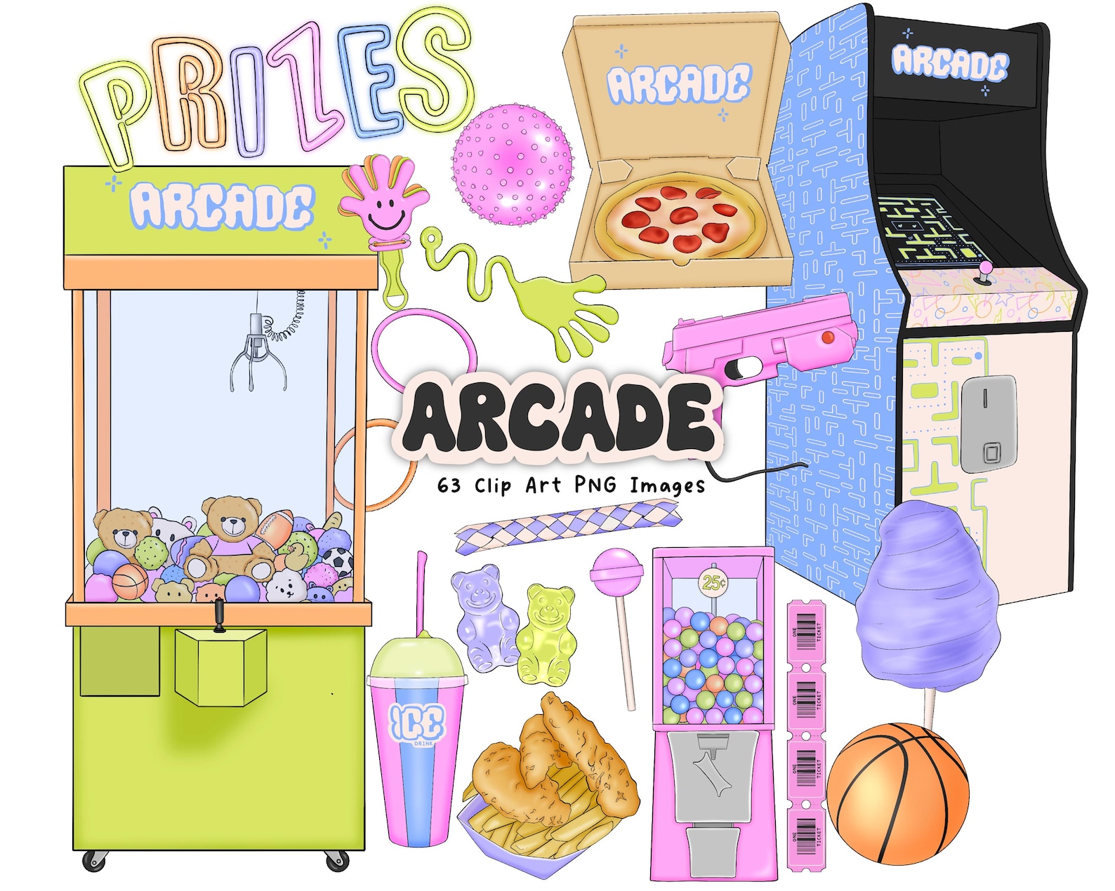 Arcade Clip Art, Video Games Digital Stickers, Retro 90s Clipart - Etsy