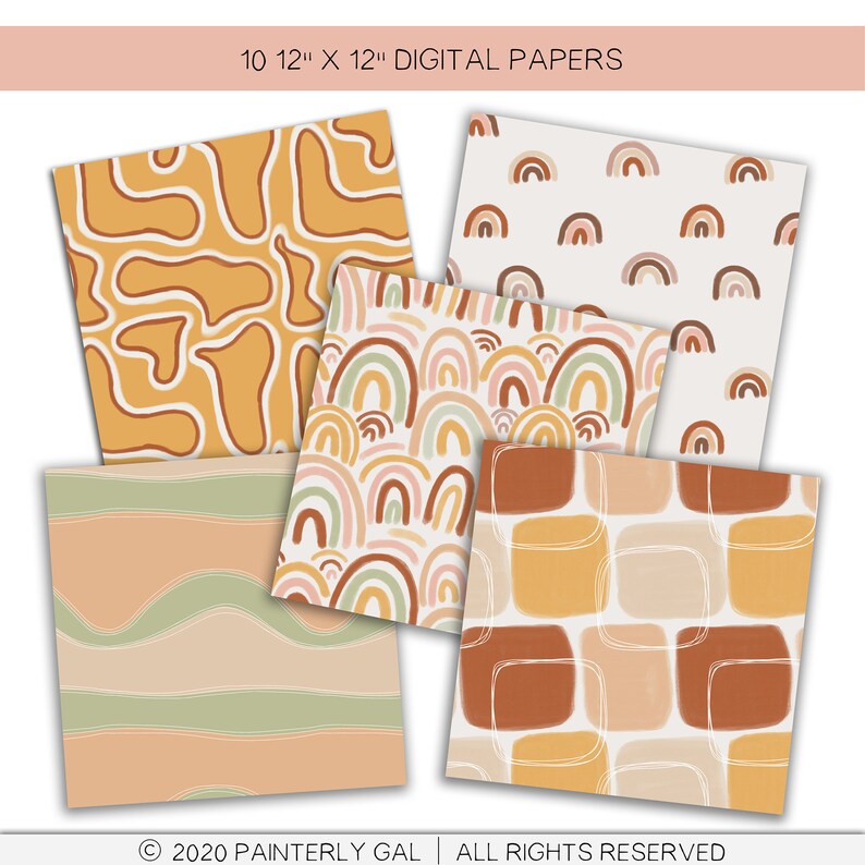 Interior Design Rainbow Digital Papers | Abstract Seamless Pattern ...