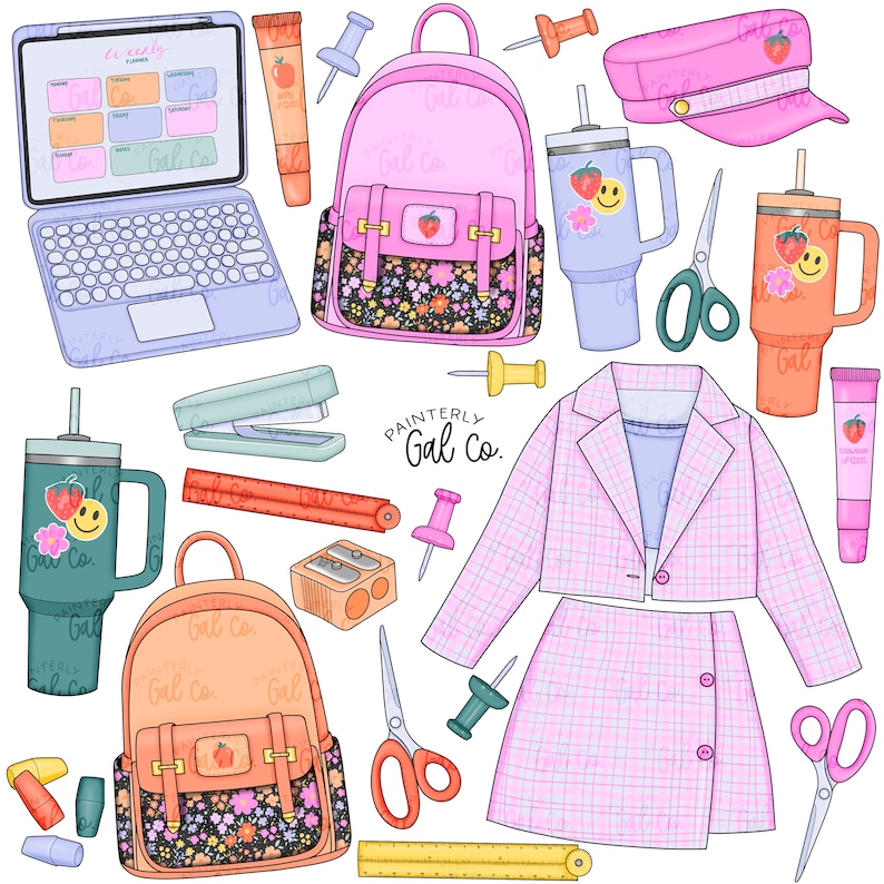 School Days Clip Art | First Day of School Clipart PNG Images | Digital ...
