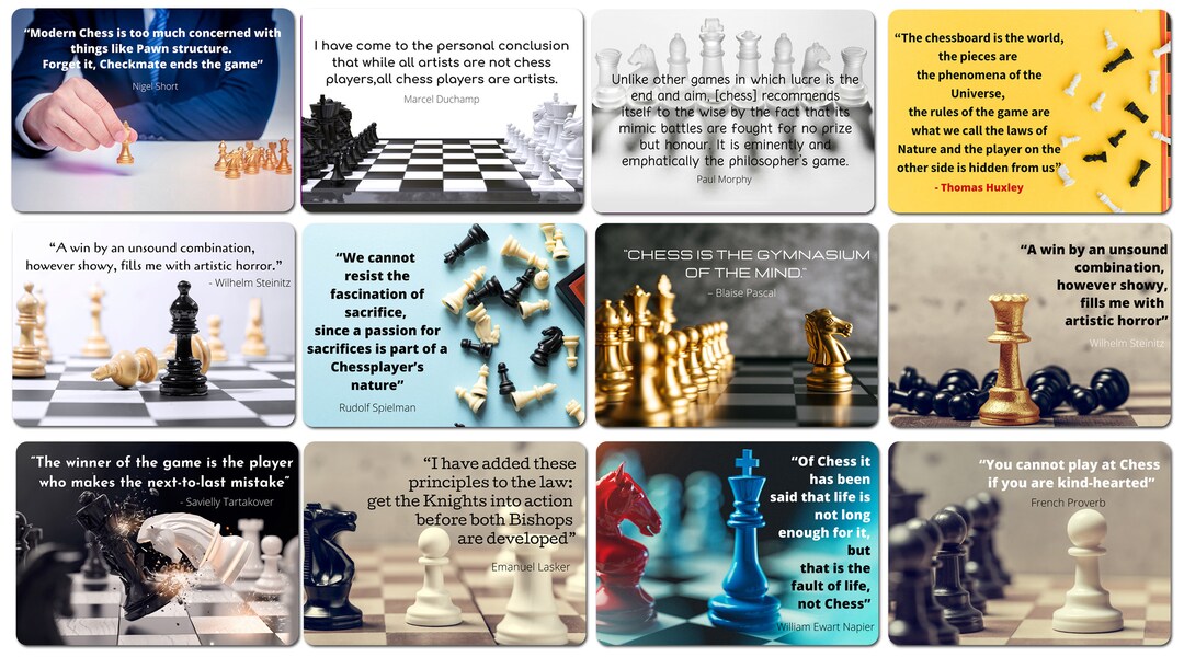 36 Chess Quote & Wisdom Cards, Beautiful Designer Art, Colored Printed ...