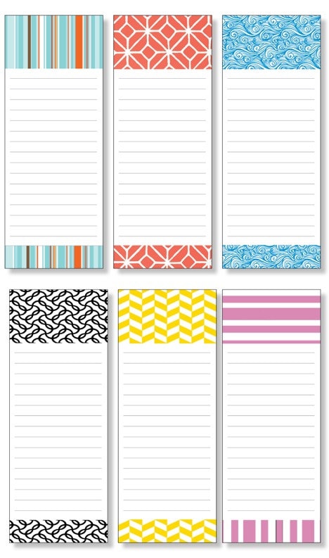 Set of 6 Note Pads Multicolor Notepads 50 Sheets Writing Pad Tear Away ...
