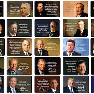 46 US Presidents Motivational Quote Cards, Beautiful Designed Thick ...