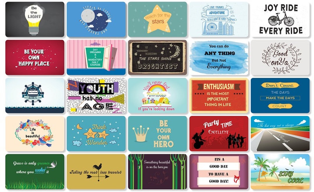 25 Beautiful Motivational Quote Cards, Thick Stock Paper, Back of Card ...