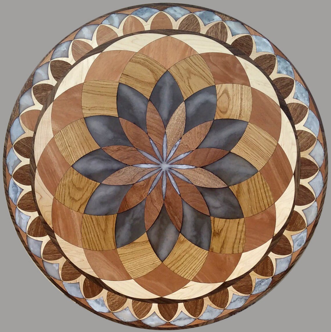 Lotus Wood & Stone Floor Inlay - Etsy