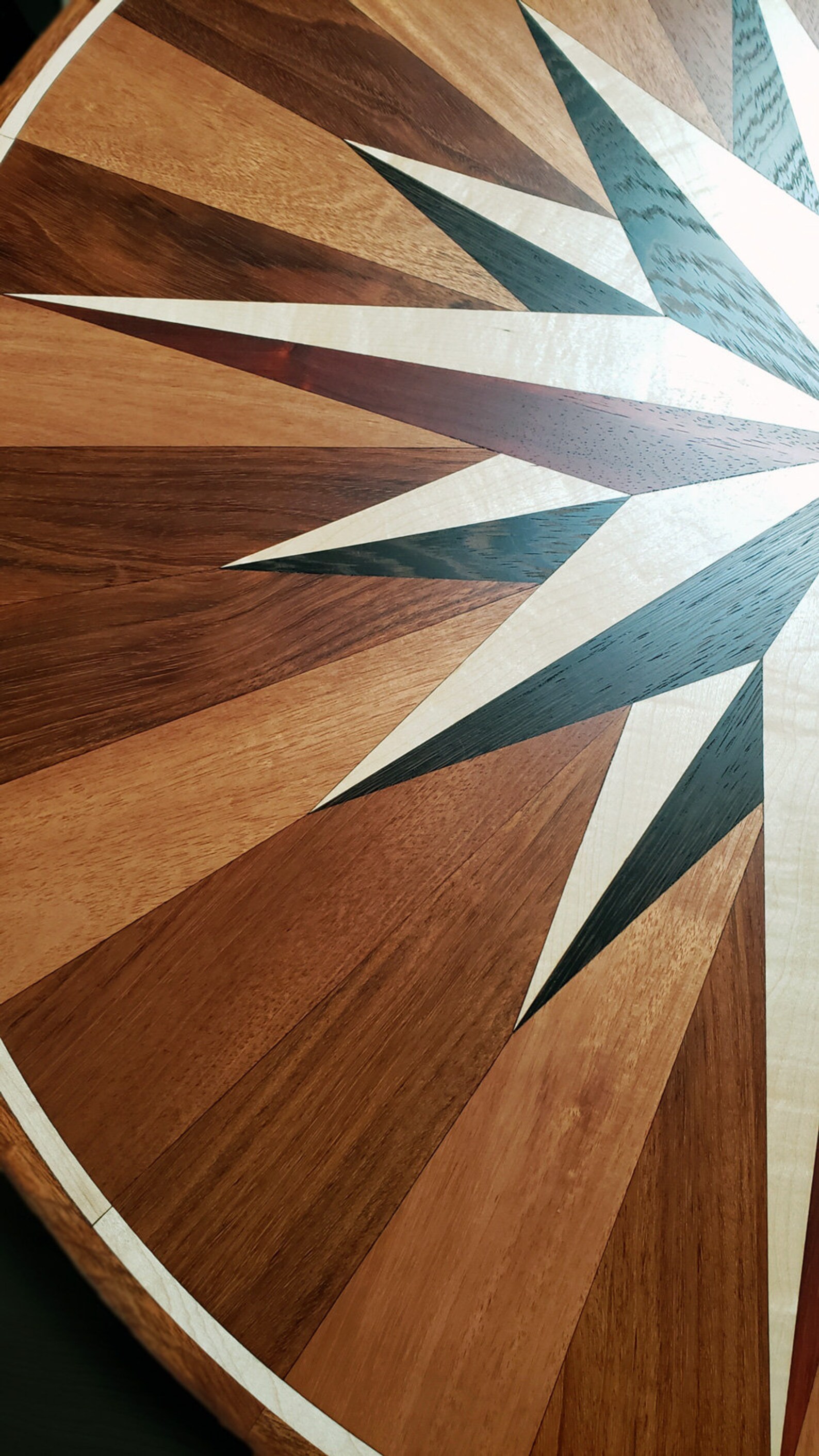 Classic Compass Rose Wood Inlaid Coffee Table | Etsy