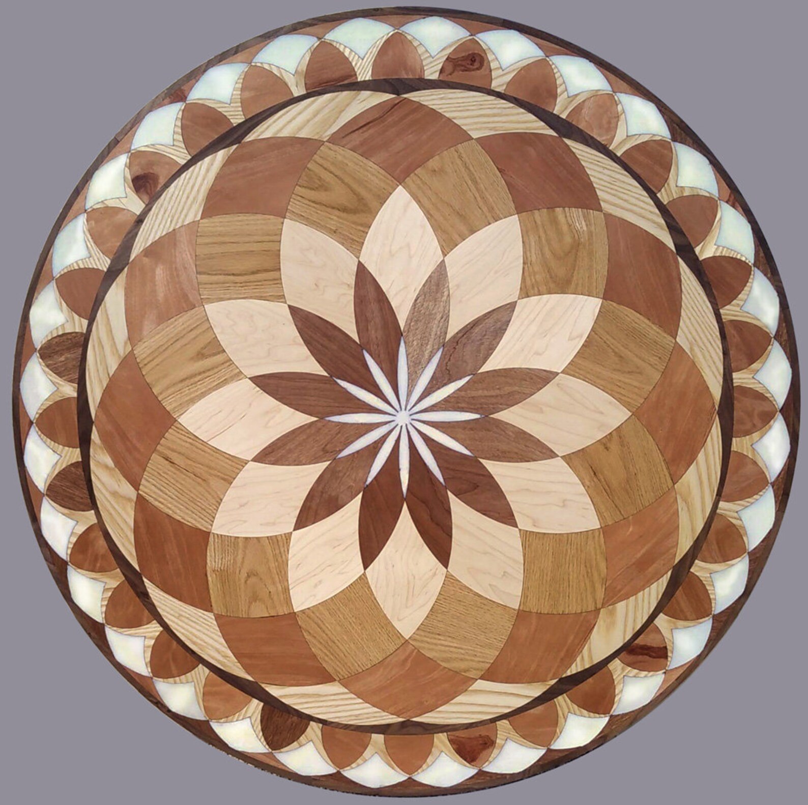 Lotus Wood & Stone Floor Inlay - Etsy