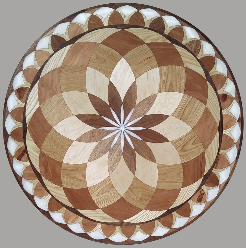 Lotus Wood & Stone Floor Inlay - Etsy