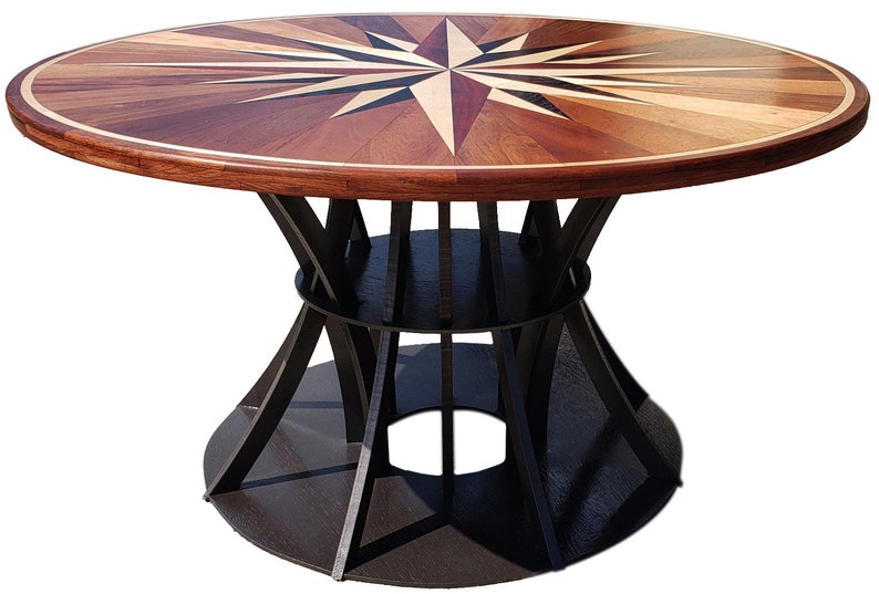 Classic Compass Rose Wood Inlaid Coffee Table | Etsy