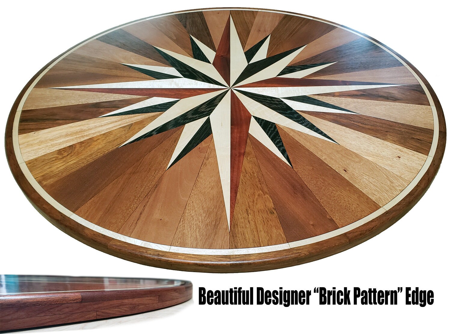 Classic Compass Rose Wood Inlaid Coffee Table - Etsy